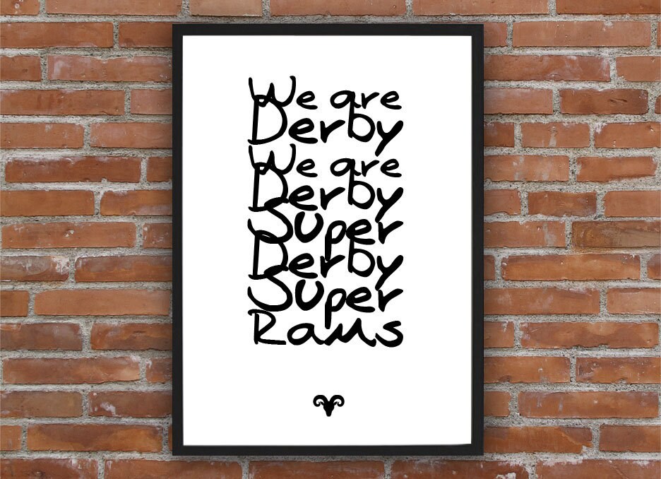 Derby County FC Typography Print: Football Song Lyrics Wall Art - Etsy UK