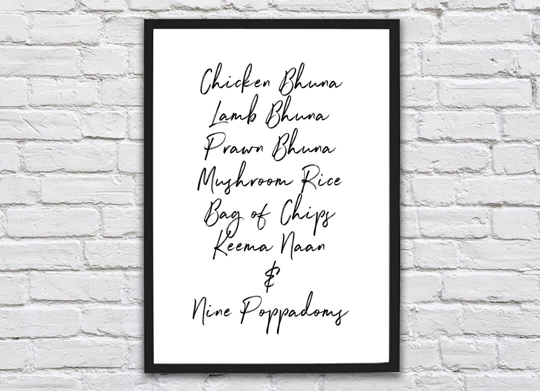 Gavin and Stacey Print: Smithy's Indian Order - TV Show Wall Art - Etsy