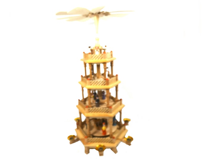 Erzgebirge Christmas Pyramid, Big German Carousel,handmade 4 Tier ...