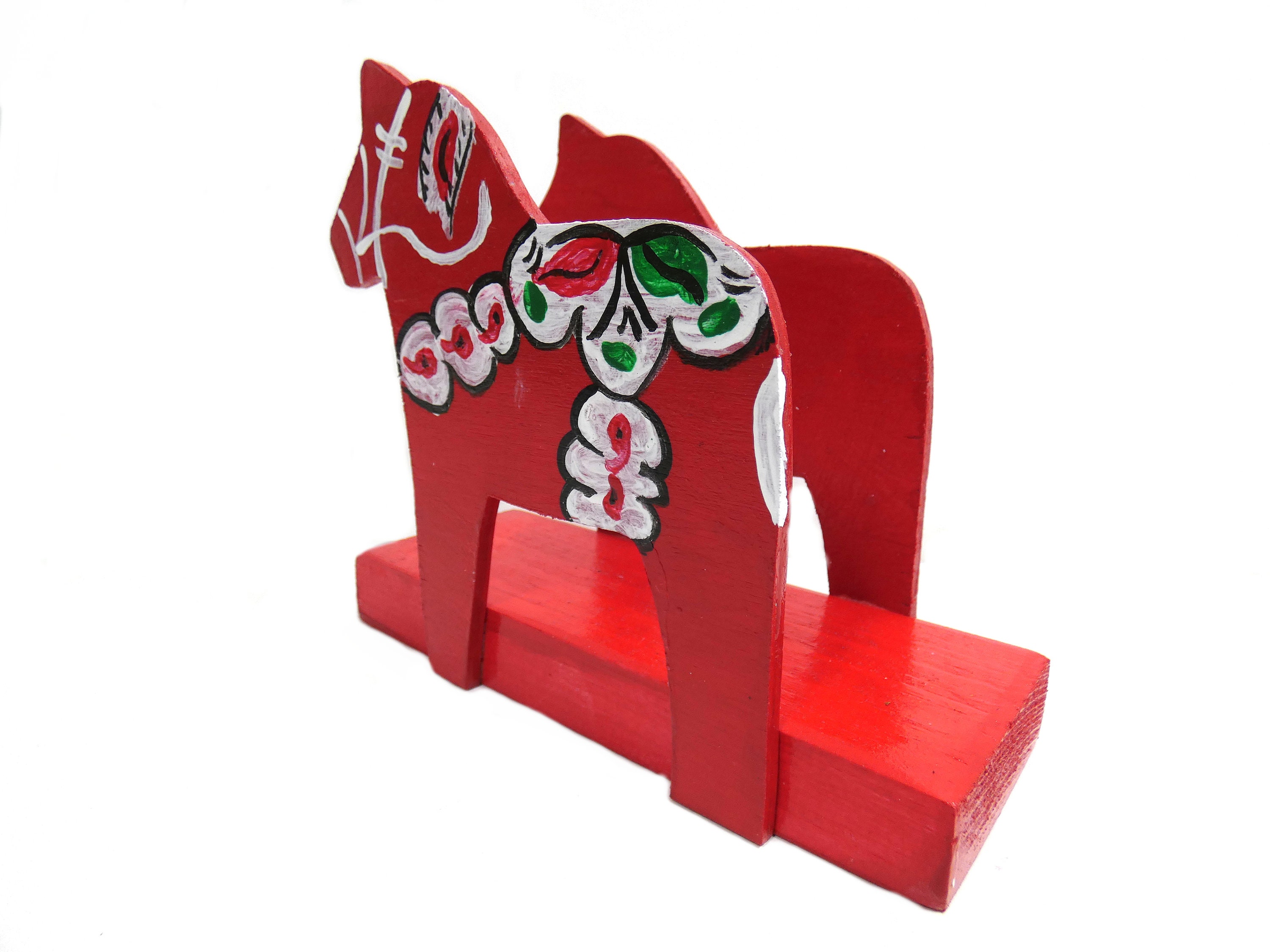 Dalarna horse Swedish napkin holder Dala letter stand | Etsy