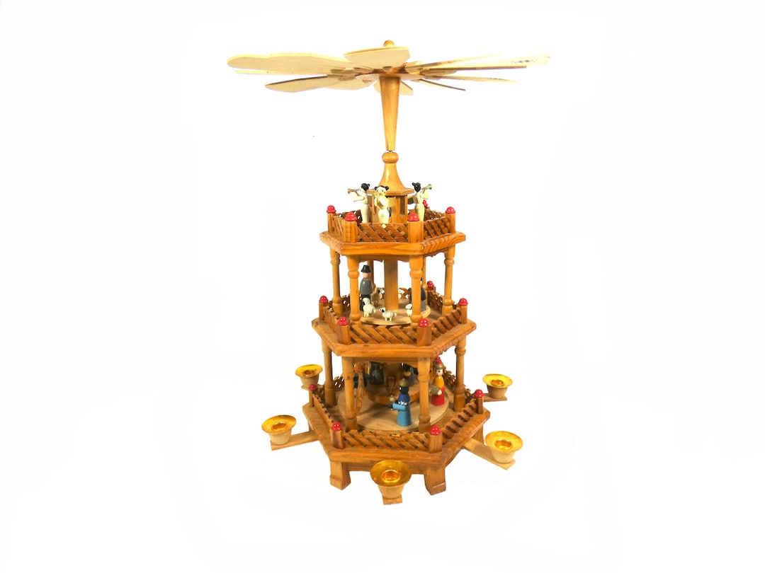 Beautiful Erzgebirge Christmas Pyramid, German Carousel,handmade 3 Tier ...