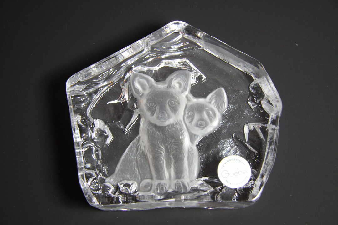 Paperweight Two Young Foxes, Vintage Glass Goebel,west-germany - Etsy