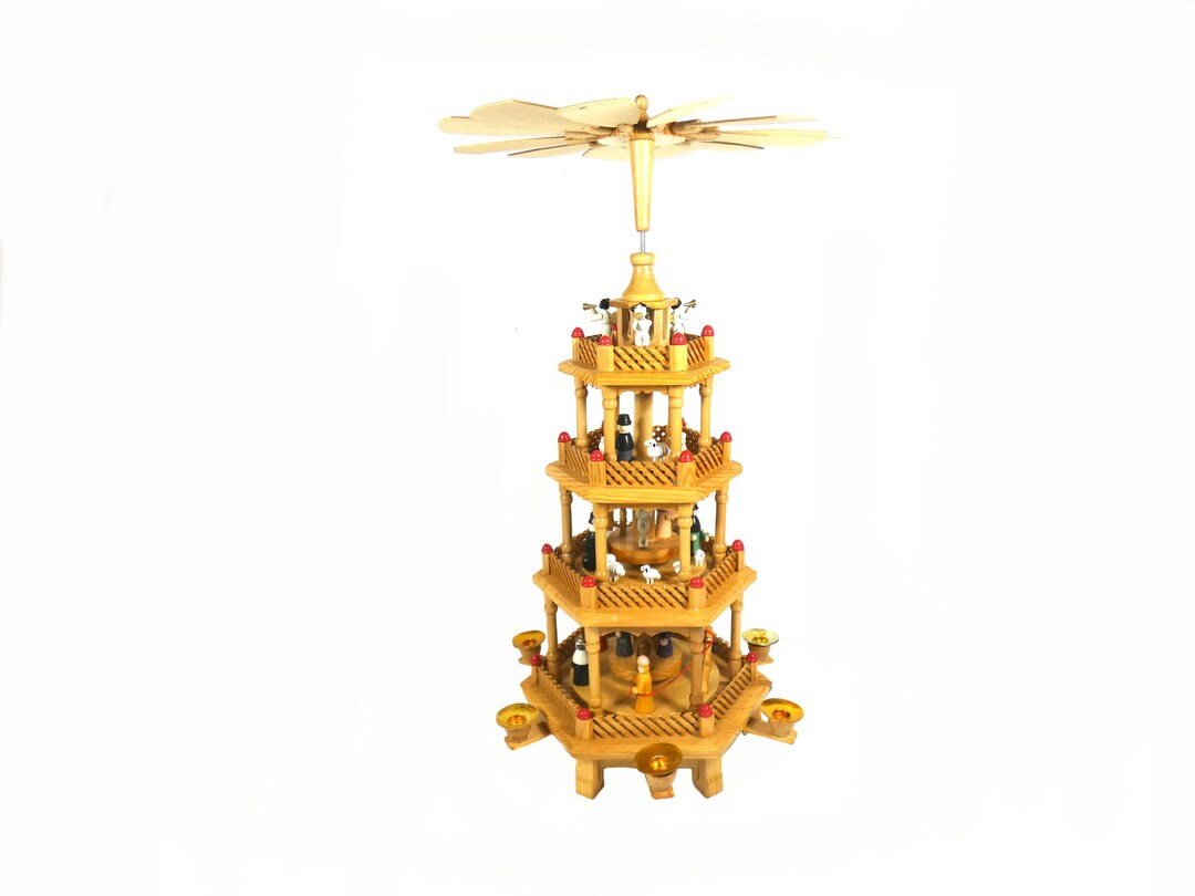 Erzgebirge Christmas Pyramid, Big German Carousel,handmade 4 Tier ...