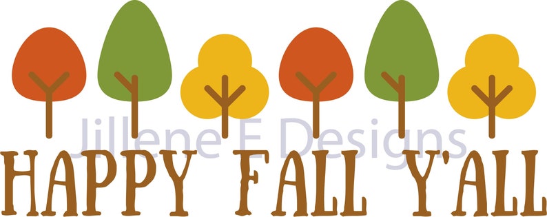Happy Fall Y'all Trees Clipart, Fall SVG, Fall PNG, Autumn Clipart ...