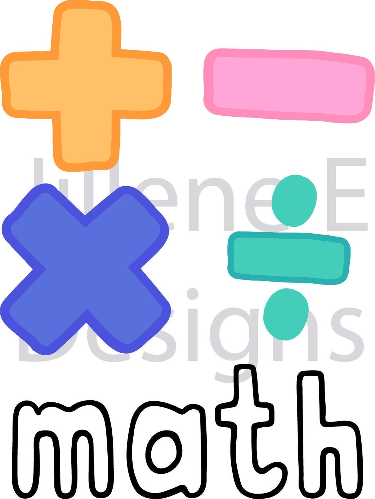 Math Symbol Clip Art - Addition, Subtraction, Multiplication, and ...