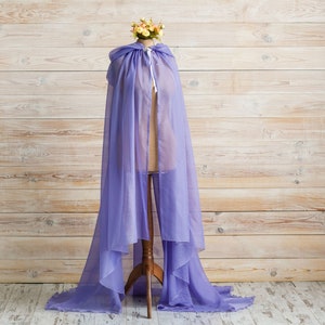 Purple tulle cape Sheer hooded cloak Wicca cloak Fantasy | Etsy