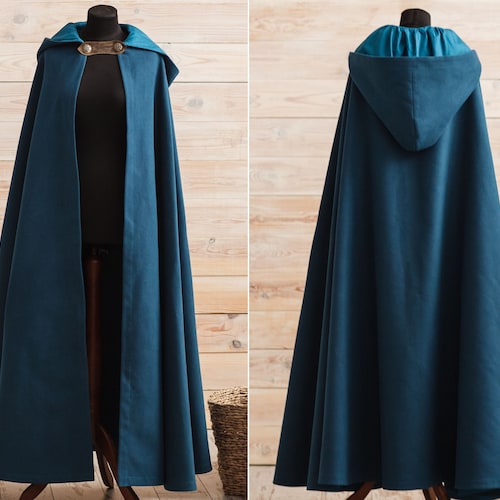 Long Wool Cloak With Hood Fantasy Medieval Cloak Hooded - Etsy