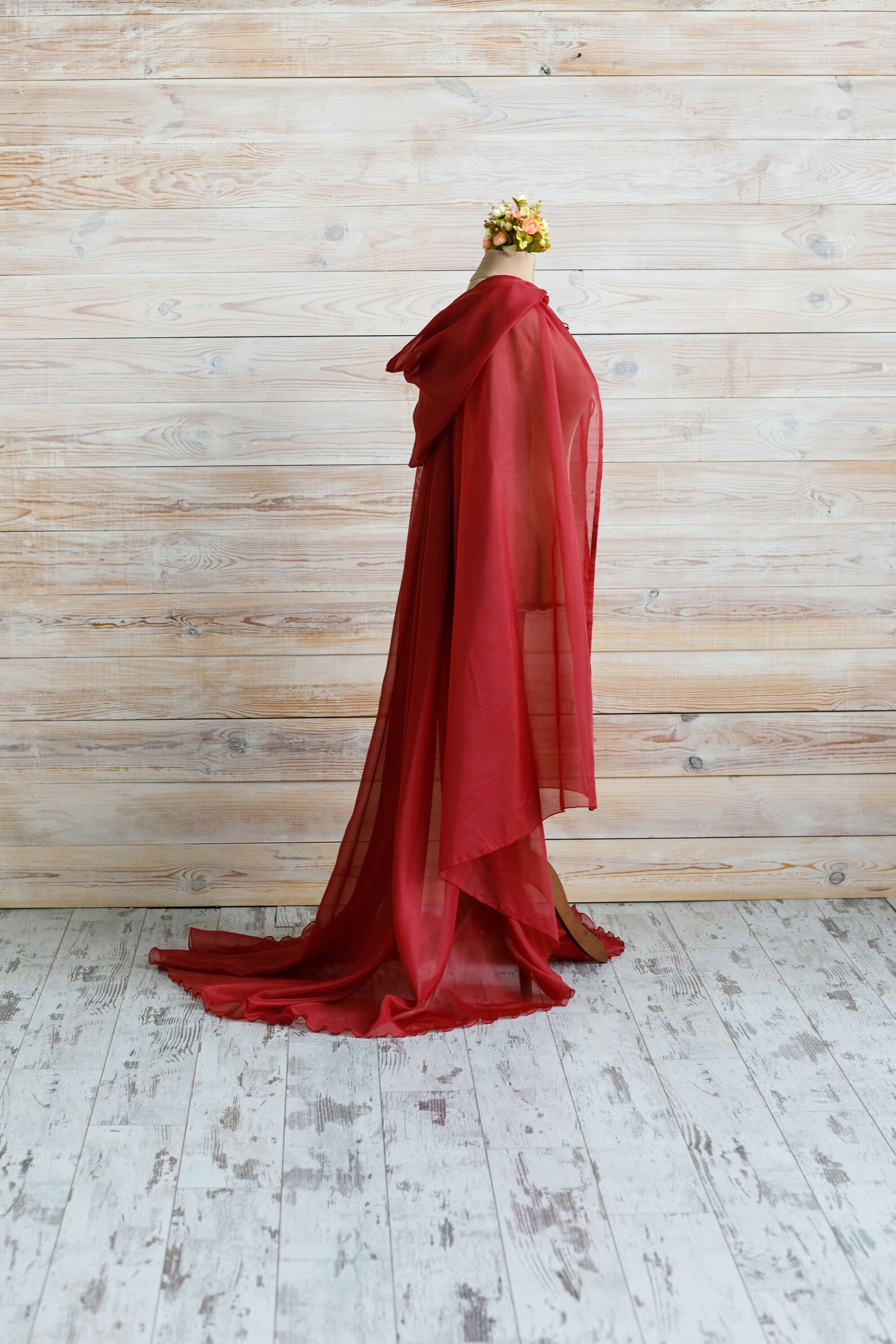 Red Tulle Cape Sheer Hooded Cloak Wicca Cloak Fantasy Elven - Etsy