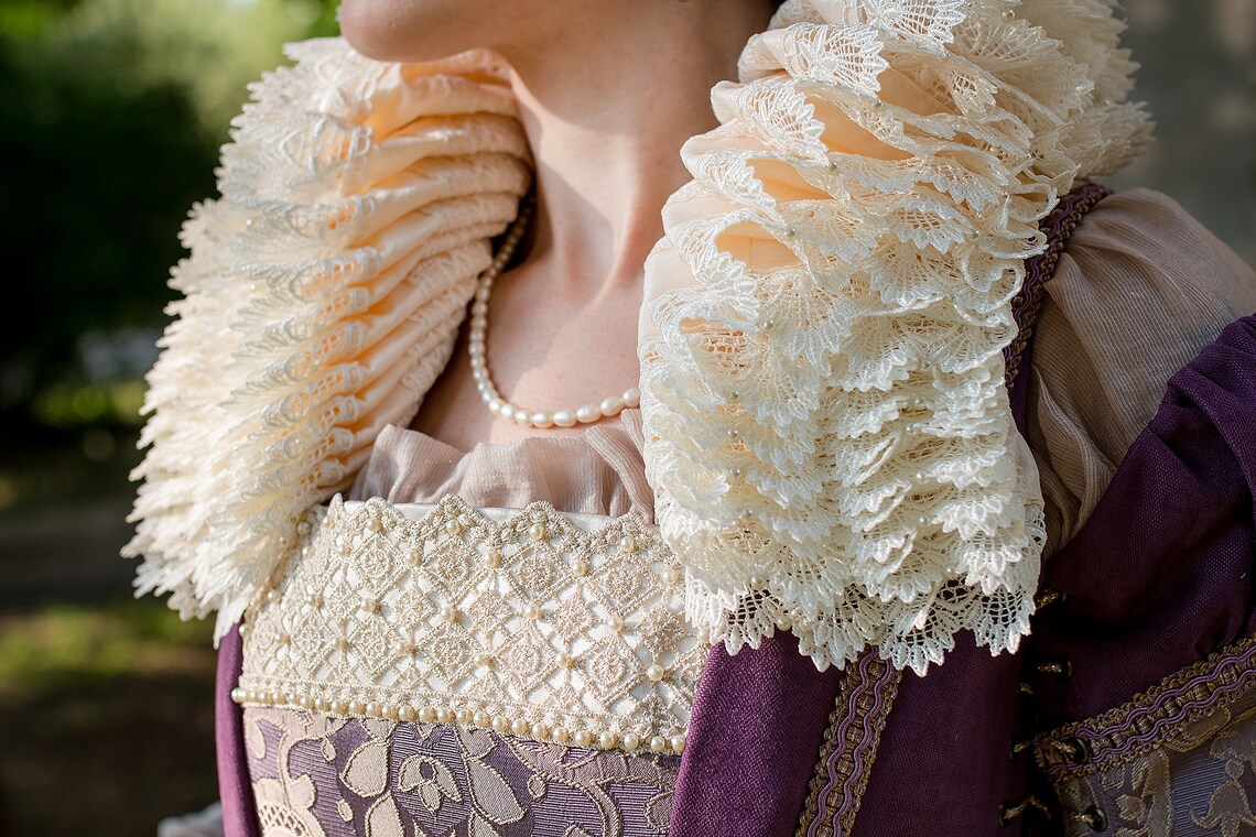 Creamy Elizabethan Neck Ruff Tudor Ruffled Collar Historical - Etsy