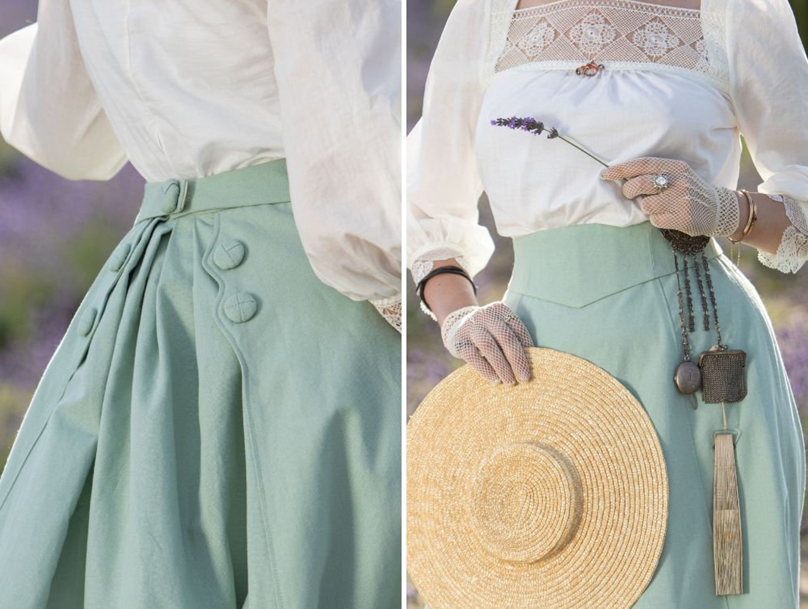 Edwardian Style Costume, Cottage Core Prairie Dress, Cotton Skirt ...