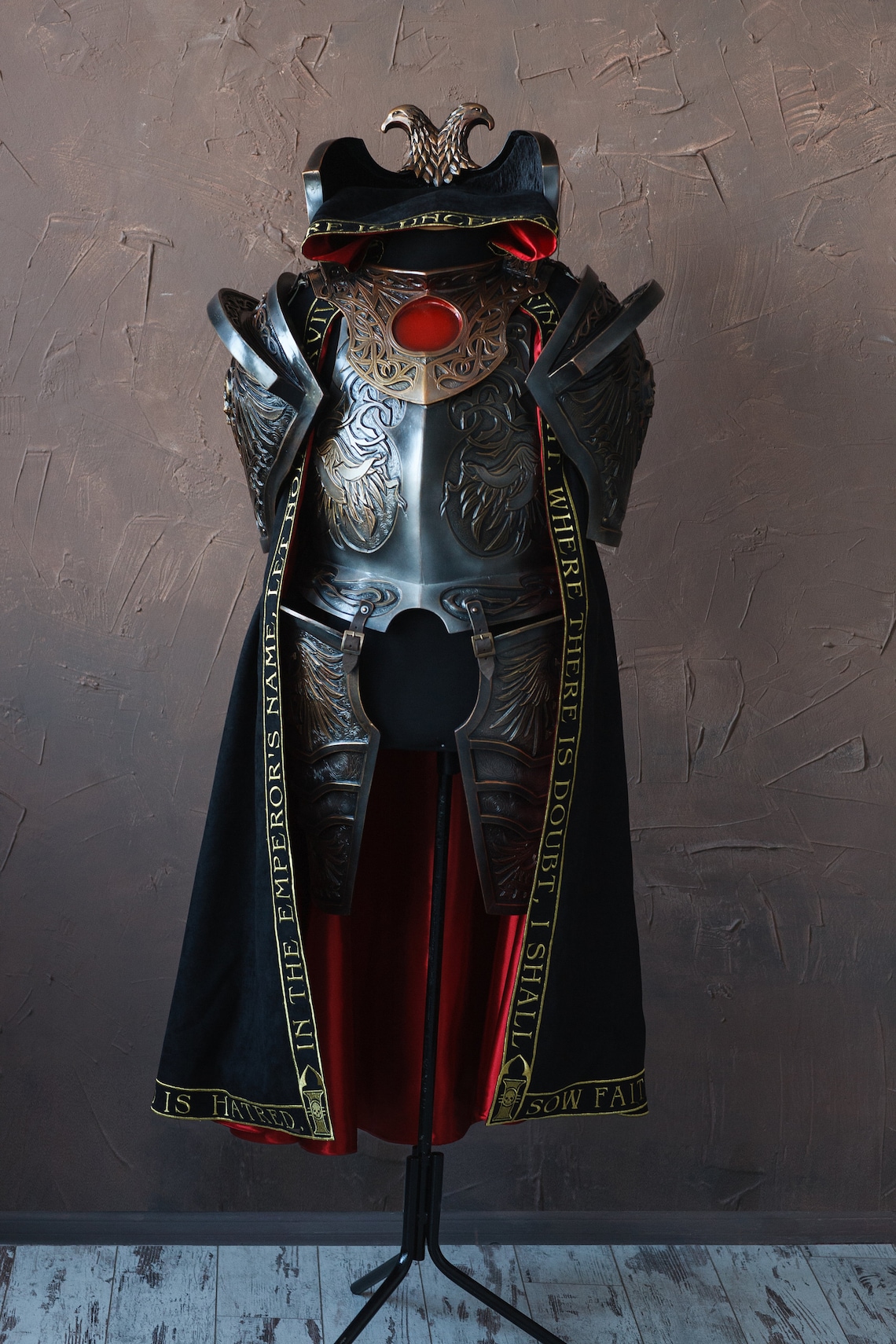 LARP Hooded Cloak With Embroidery, Fantasy Cloak, Inquisitor Cosplay ...