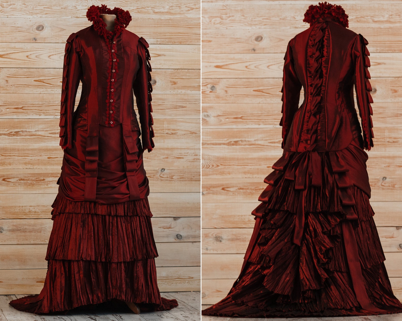 Silk Victorian Dress Crimson Peak Gown Lucille Sharpe - Etsy UK