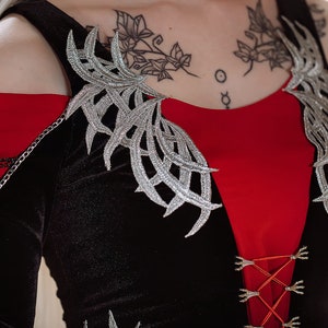 Gothic Dragon Style Dress, Black and Red Fantasy Gown With Ombre ...