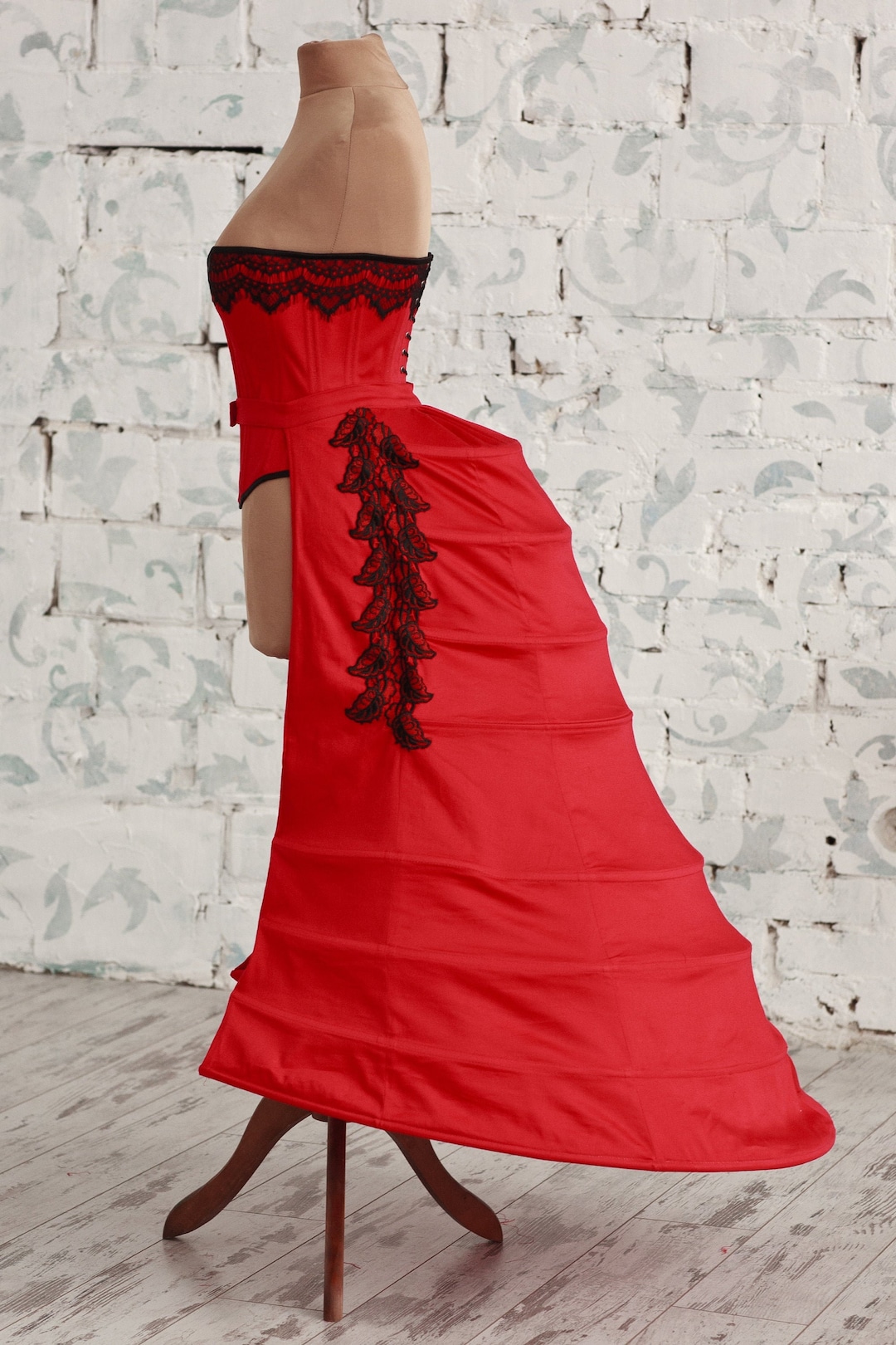 Victorian Bustle Cage, Historical Crinoline, Red Victorian Pannier ...