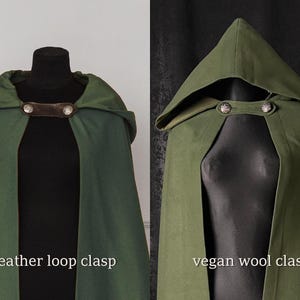 Vegan Wool Cloak With Hood, Medieval Fantasy Hooded Cloak, Dark Green ...