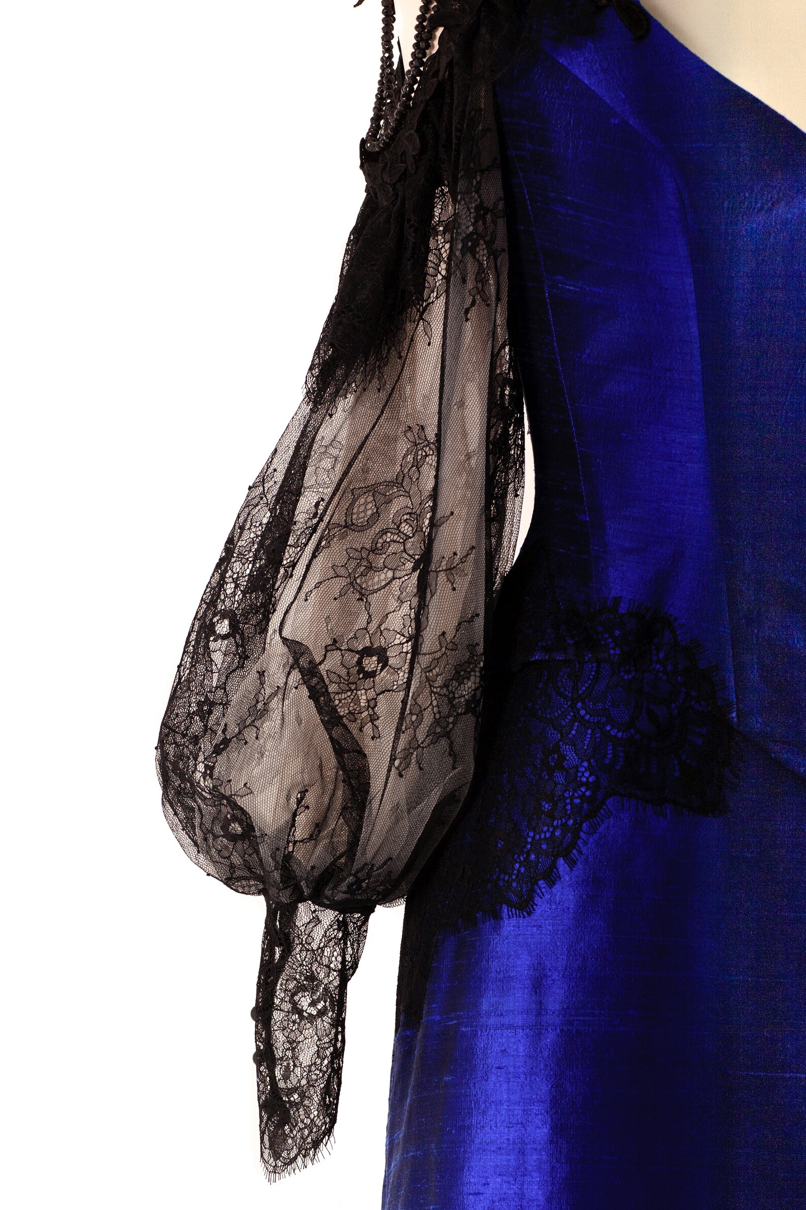 Midnight Blue Silk Gothic Dress, Couture Gothic Wedding Dress, Long ...