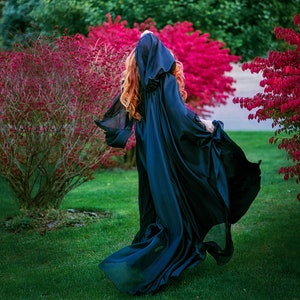 Black Tulle Cape, Sheer Hooded Cloak, Wicca Cloak, Fantasy Elven Cape ...