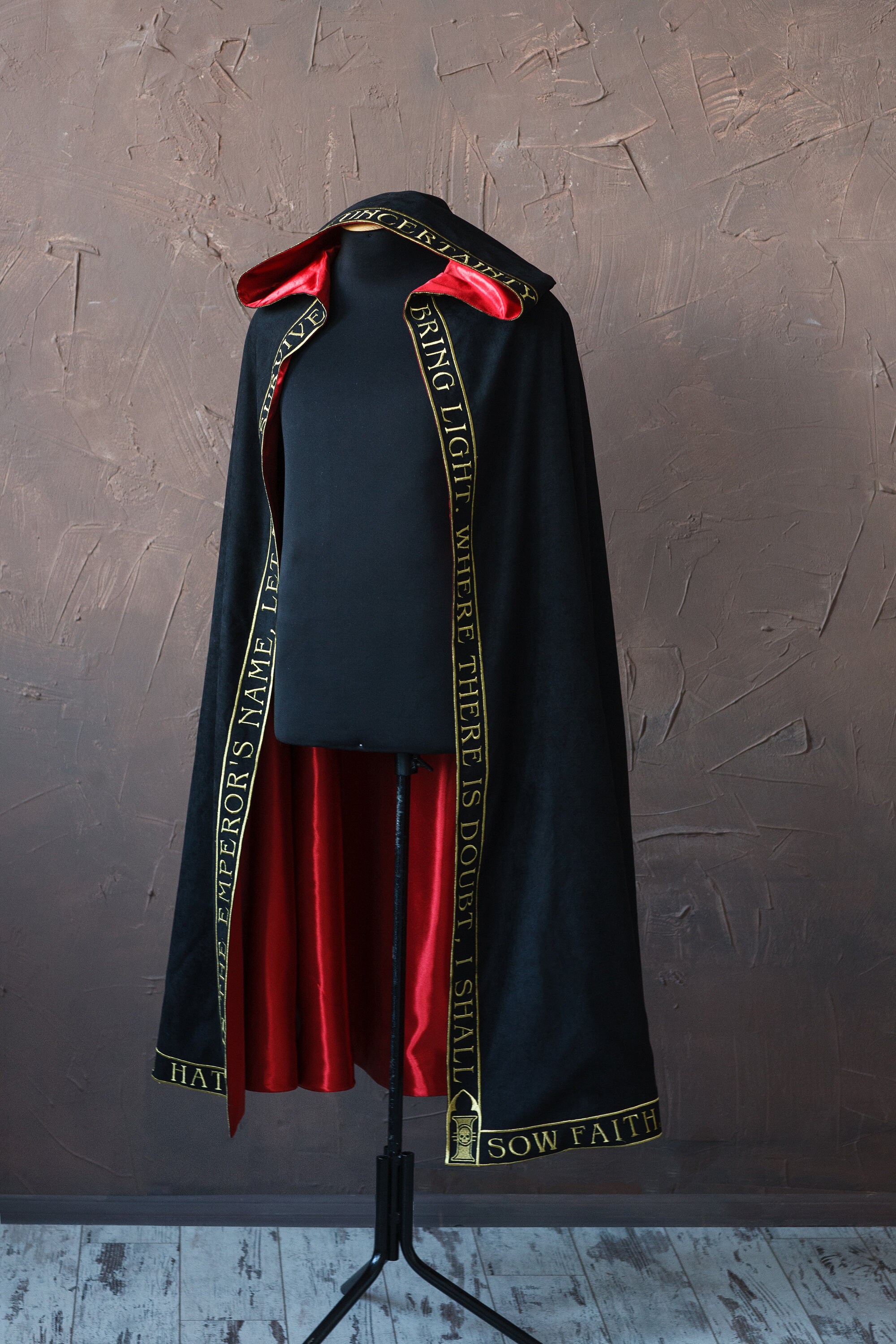 LARP Hooded Cloak With Embroidery Fantasy Cloak Inquisitor - Etsy