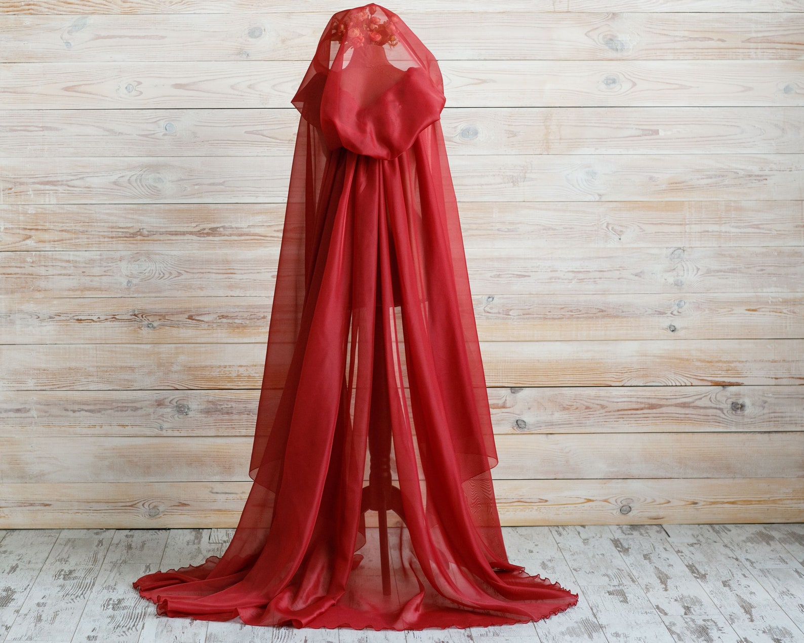 Red Tulle Cape Sheer Hooded Cloak Wicca Cloak Fantasy Elven - Etsy