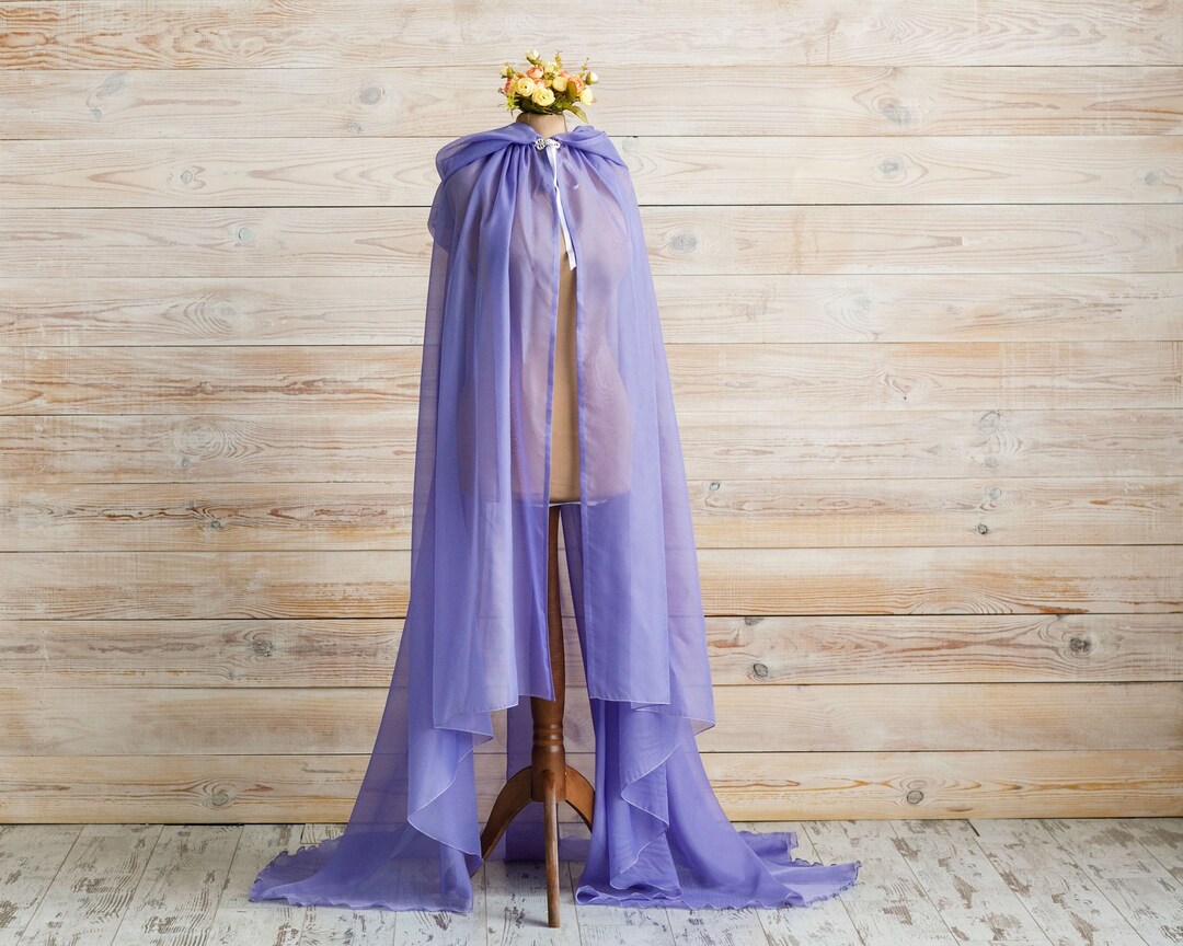 Purple Tulle Cape, Sheer Hooded Cloak, Wicca Cloak, Fantasy Elven Cape ...