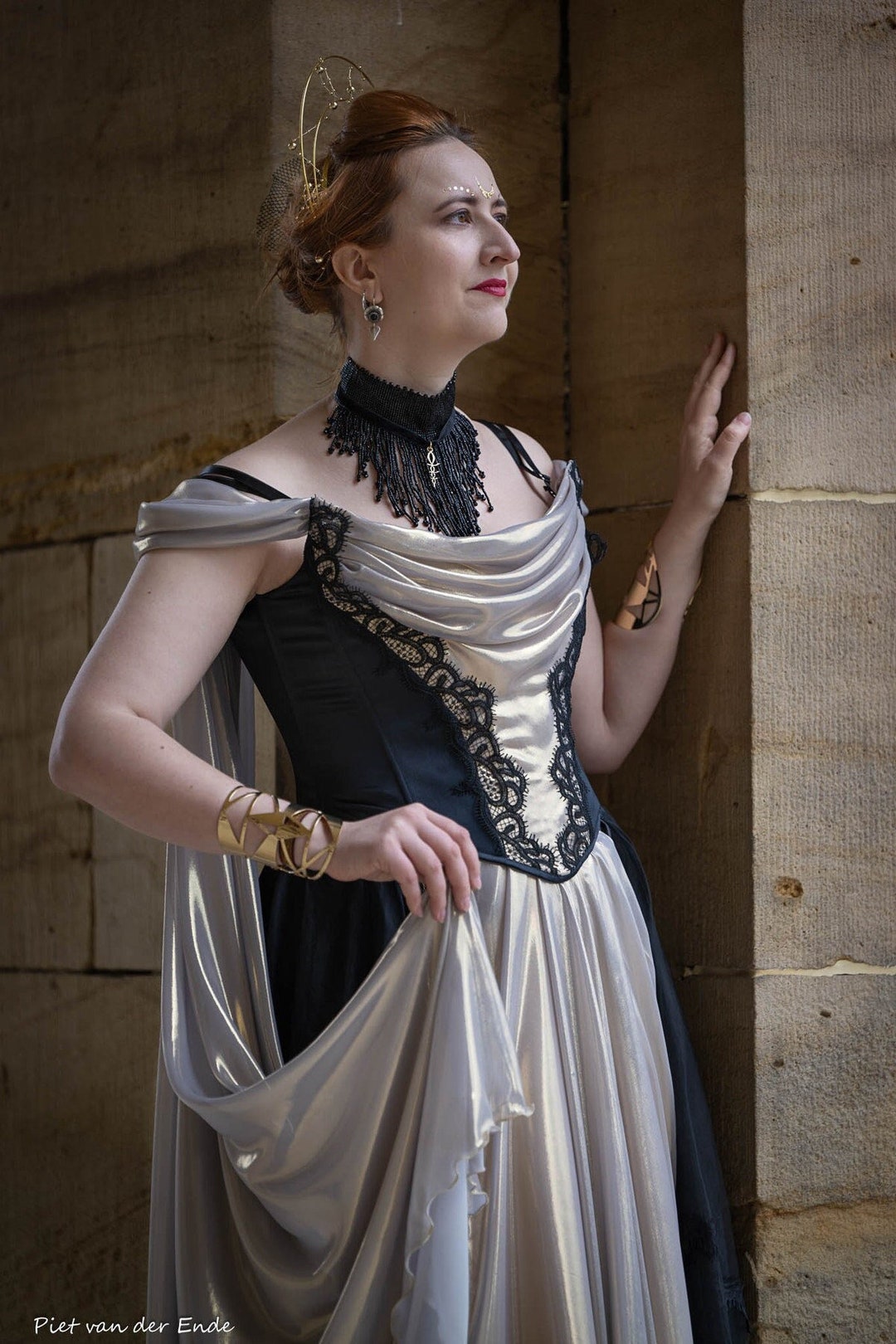 Solar Eclipse Dress, Gothic Elven Wedding Dress, LARP Costume, Ren ...