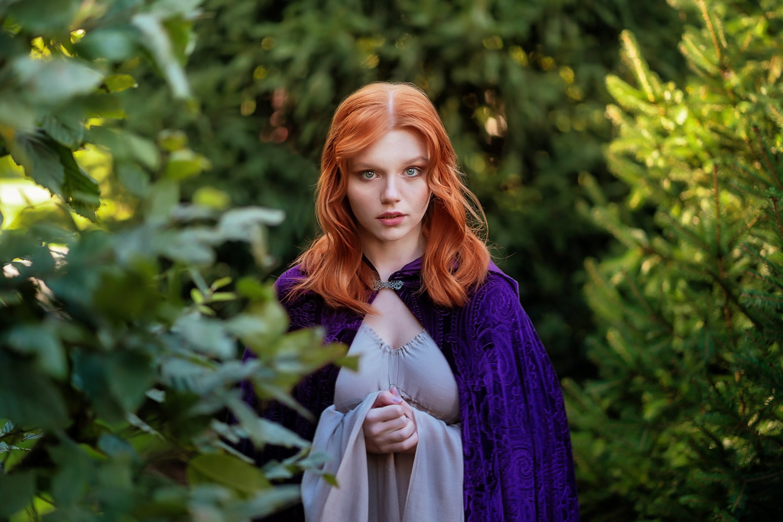 Velvet Fantasy Cape, Purple Hooded Cloak, LARP Costume, Halloween ...