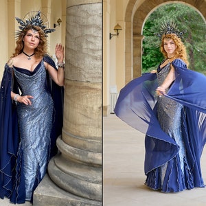 Lunar Eclipse Night Dress, Fantasy Elven Wedding Dress, LARP Costume ...
