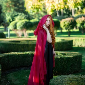 Red Tulle Cape, Sheer Hooded Cloak, Wicca Cloak, Fantasy Elven Cape ...