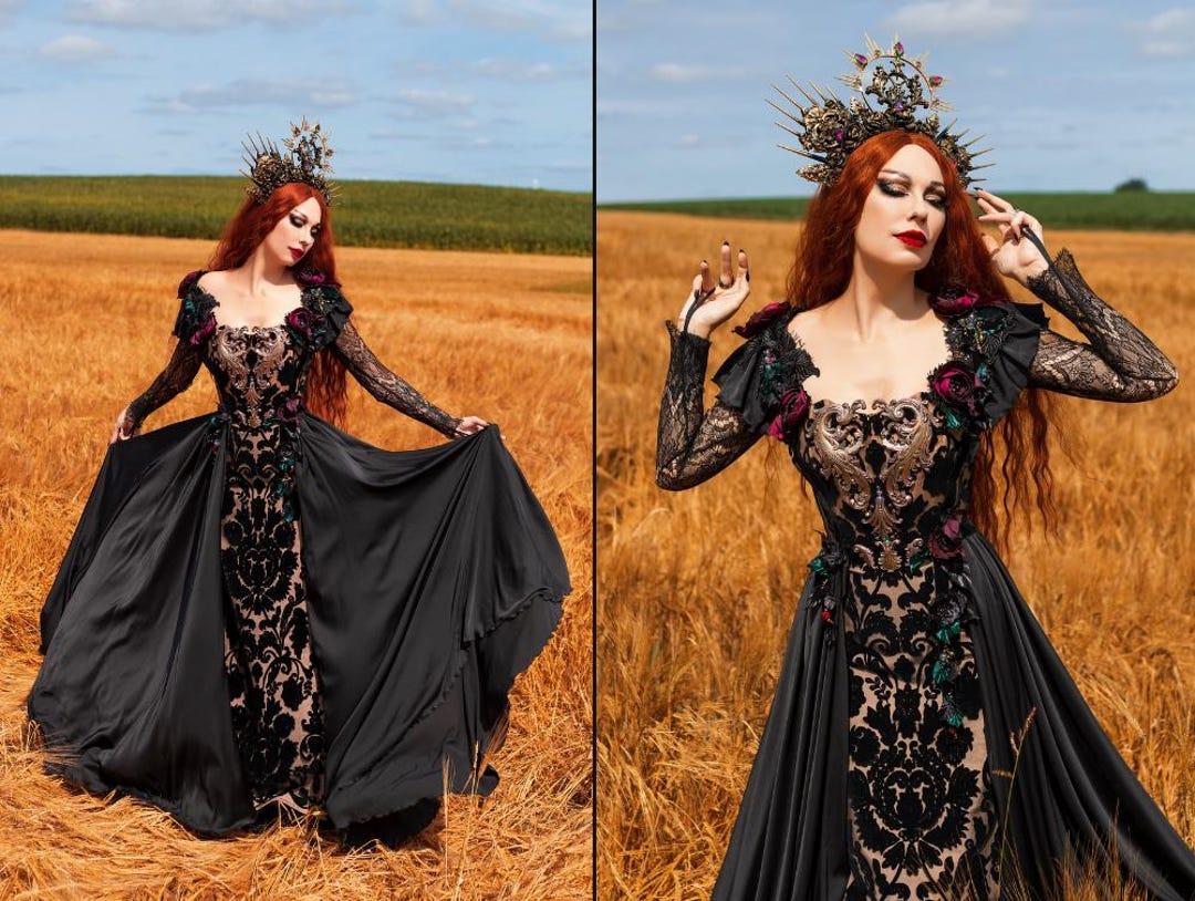 Dark Fantasy Dress With Corset, Vampire Gown, Gothic Wedding Dress ...