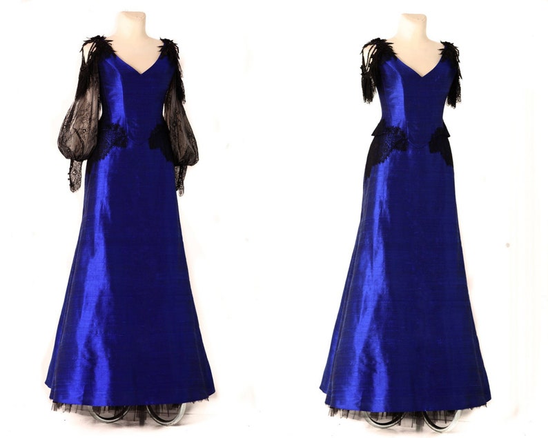 Midnight Blue Silk Gothic Dress Couture Gothic Wedding Dress - Etsy