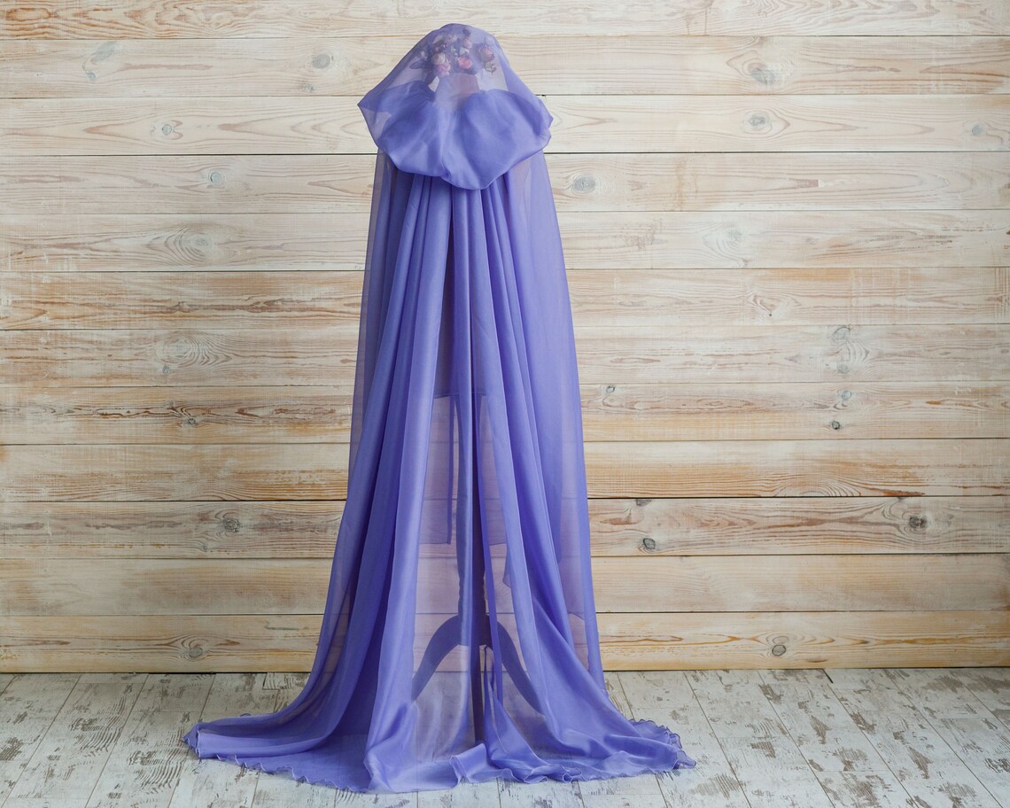 Purple tulle cape Sheer hooded cloak Wicca cloak Fantasy | Etsy