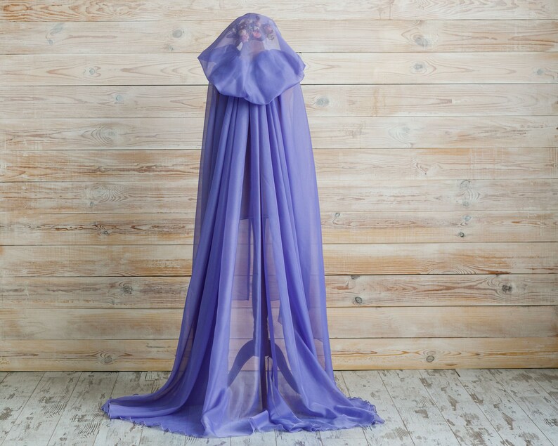 Purple Tulle Cape, Sheer Hooded Cloak, Wicca Cloak, Fantasy Elven Cape ...