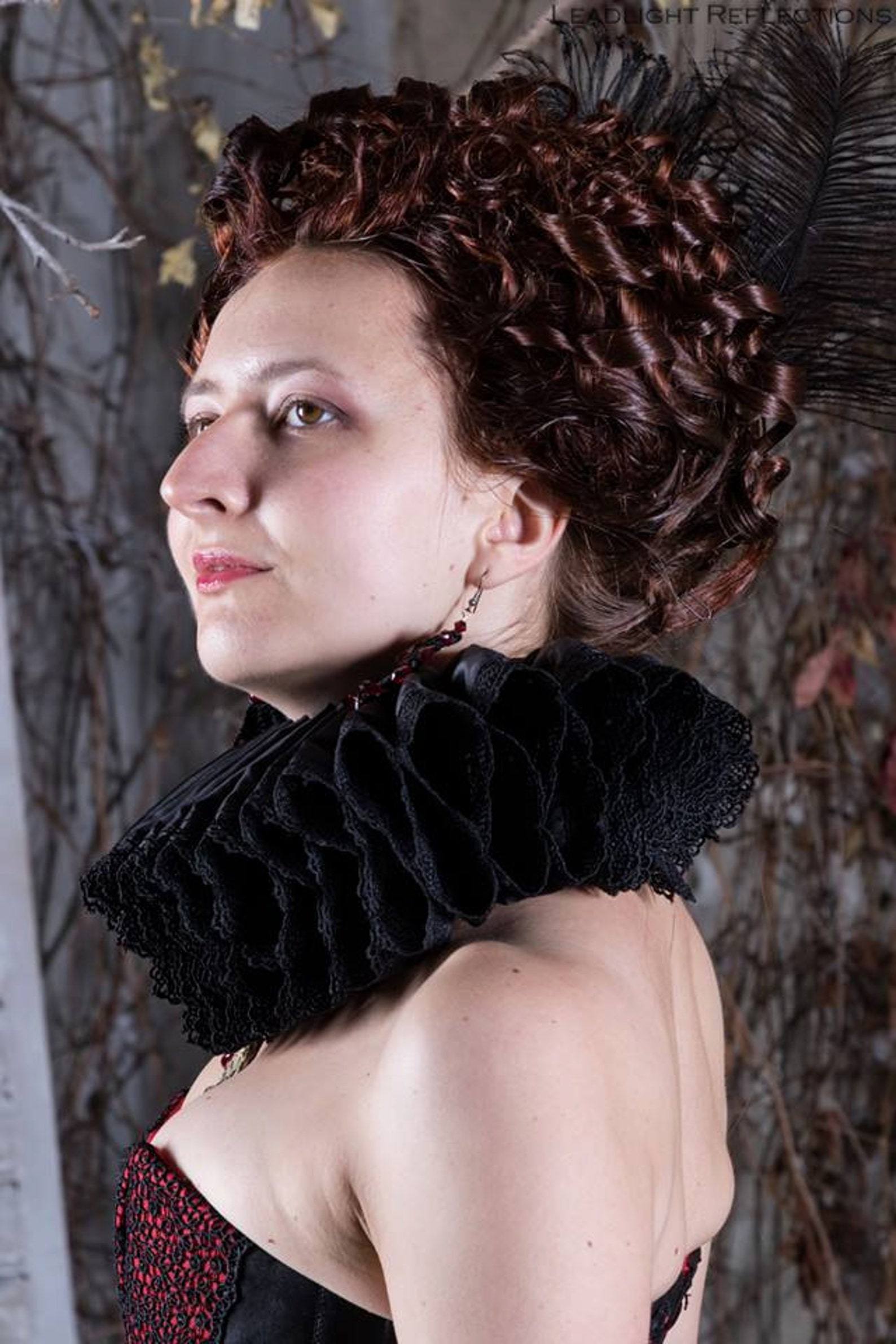 Black Elizabethan Neck Ruff Historical Tudor Ruffled Collar | Etsy