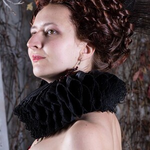 Black Elizabethan Neck Ruff, Historical Tudor Ruffled Collar ...