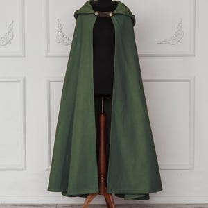 Vegan Wool Cloak With Hood, Medieval Fantasy Hooded Cloak, Dark Green ...