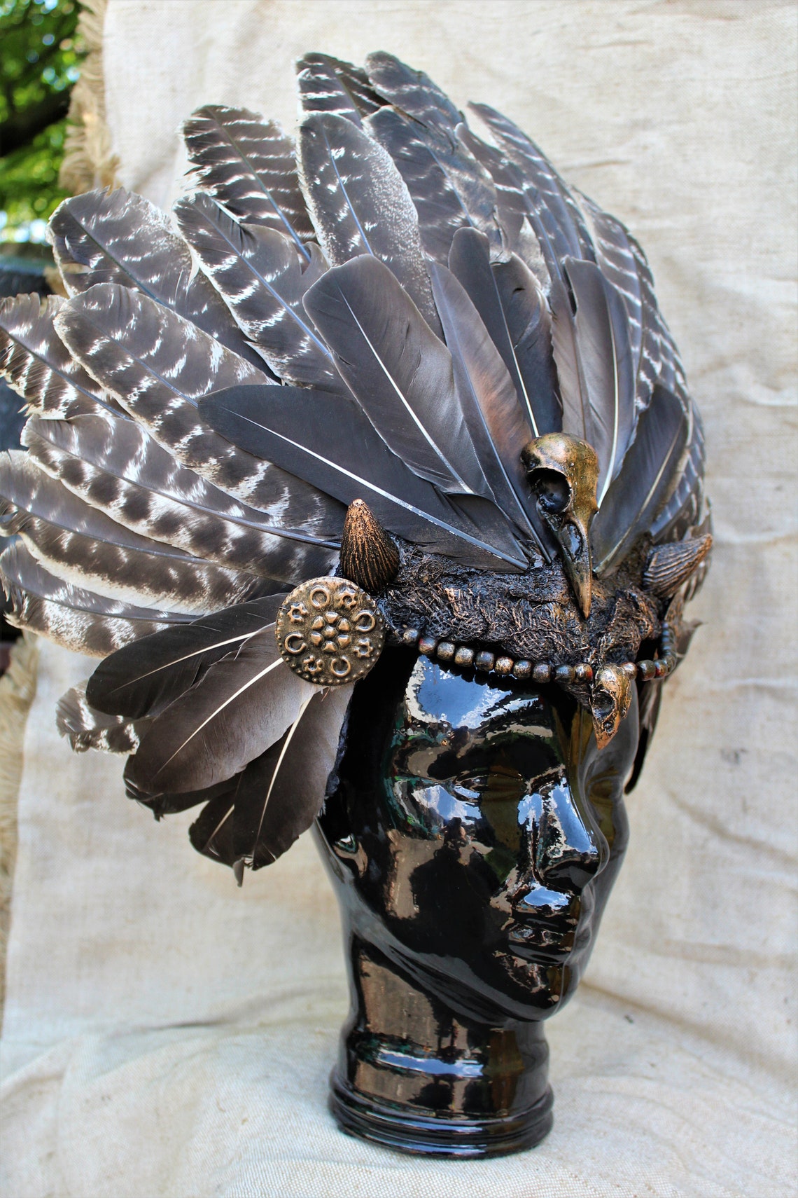 Feather Headdress Shaman Costume Boho Headpiece Burning Man | Etsy