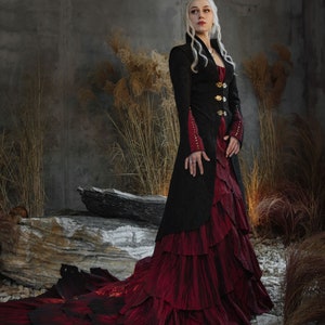 Fairy Dragon Style Costume, Gothic Black and Red Dress Taffeta and ...