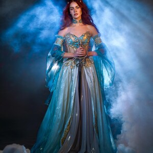 Summer Court Fantasy Mermaid Dress With Golden Plates, Acotar Ball Gown ...