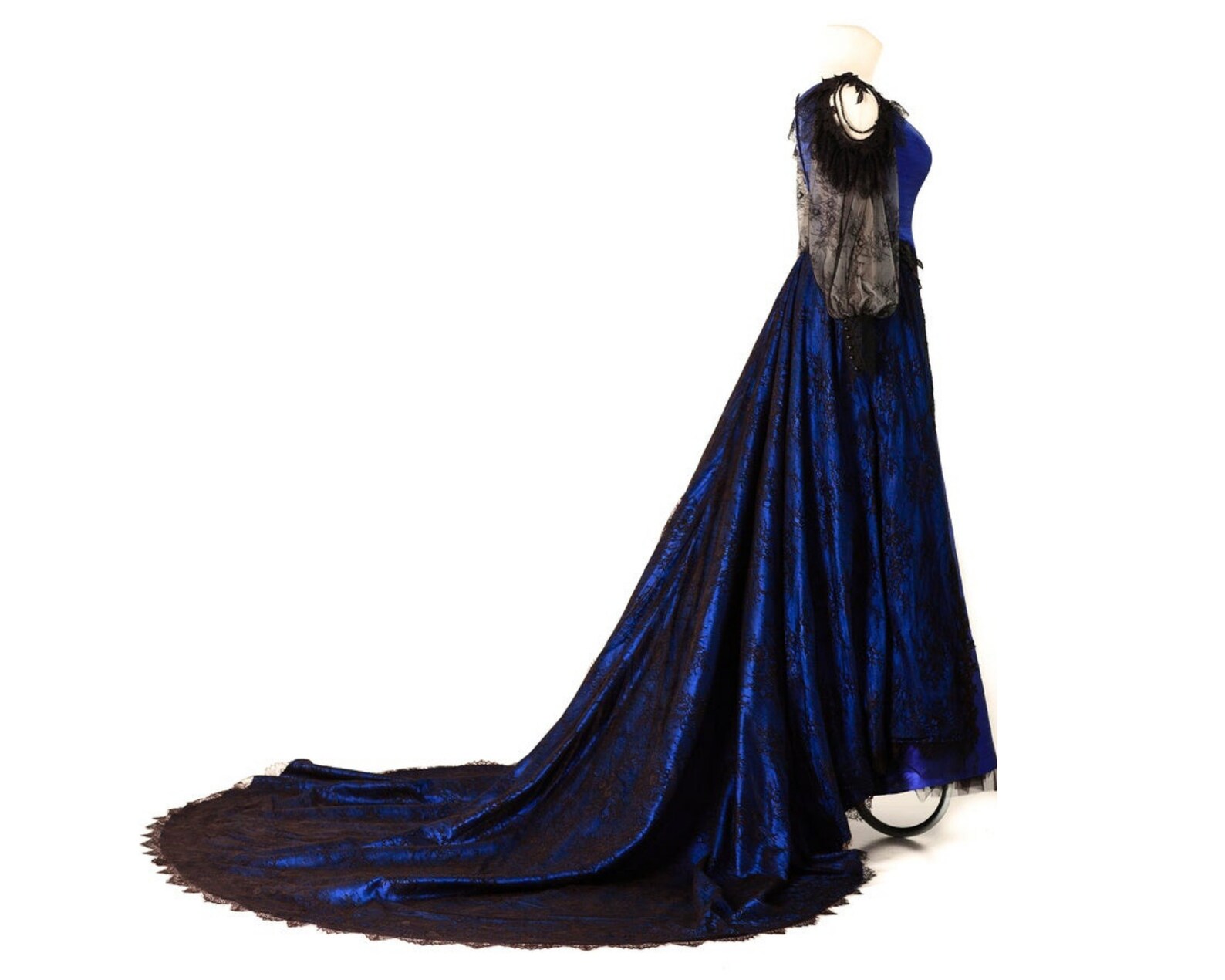 Midnight Blue Silk Gothic Dress, Couture Gothic Wedding Dress, Long ...