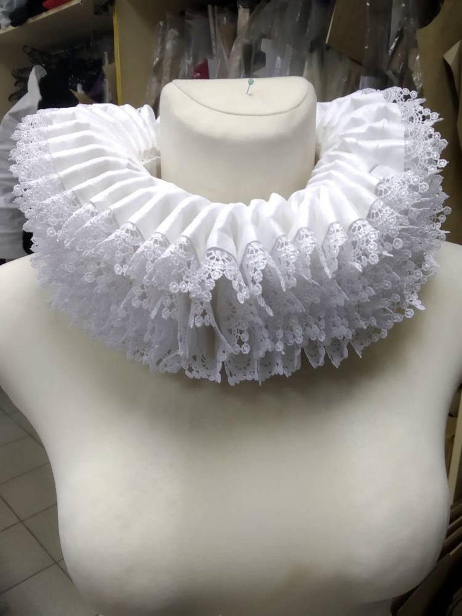 Black Elizabethan Neck Ruff Historical Tudor Ruffled Collar - Etsy