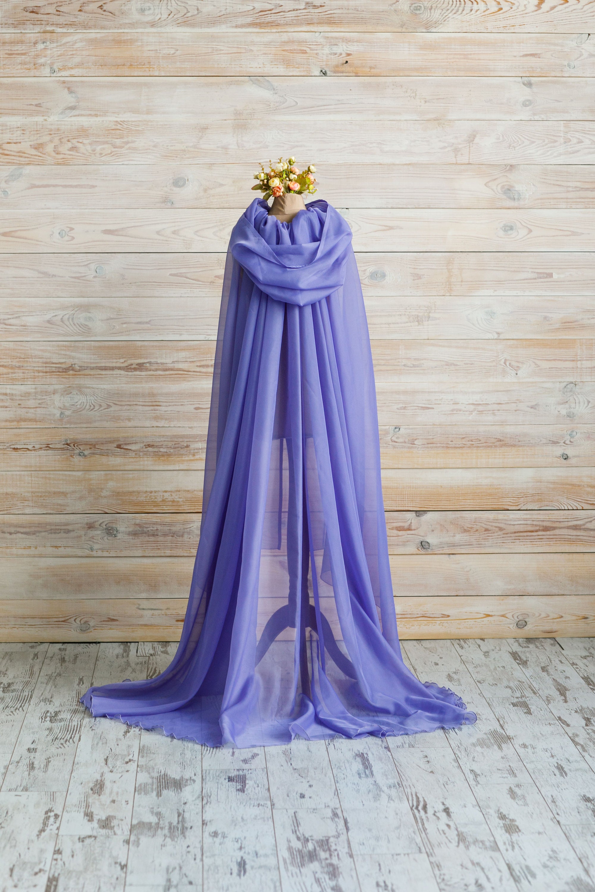 Purple tulle cape Sheer hooded cloak Wicca cloak Fantasy | Etsy