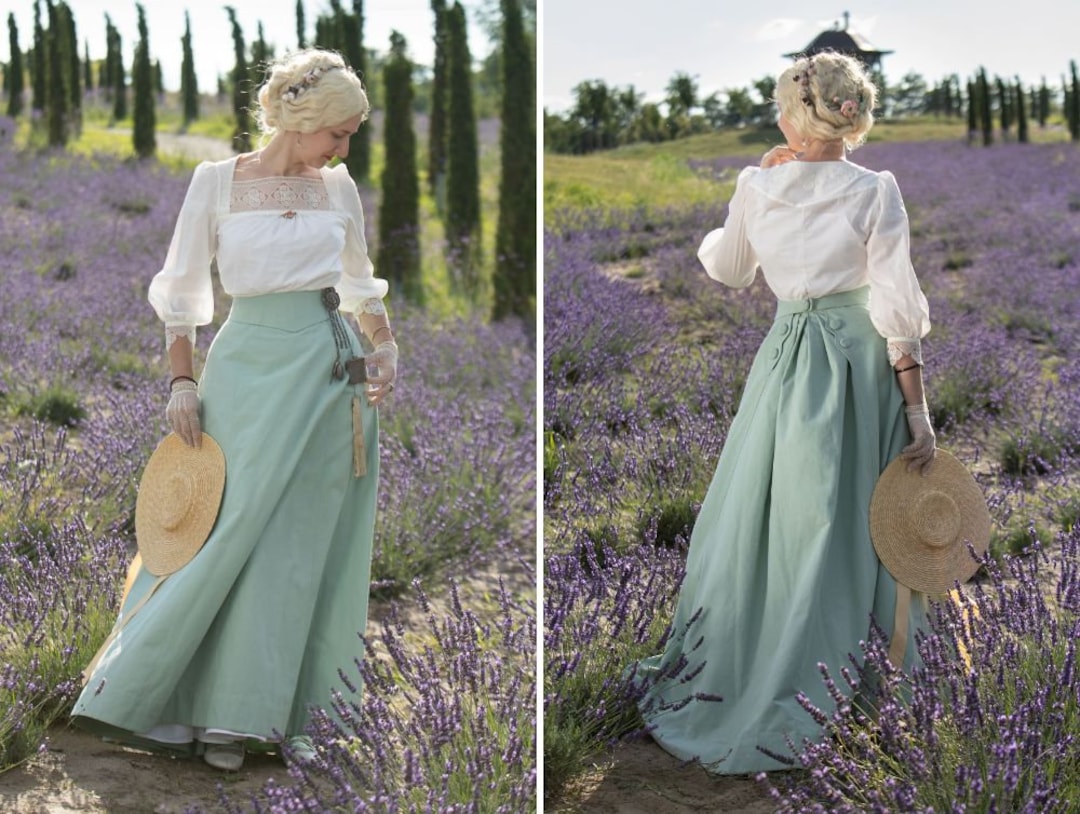 Edwardian Style Costume, Cottage Core Prairie Dress, Cotton Skirt ...