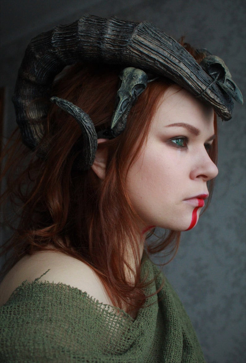 Demon Tiefling Horns Headdress Horned Headband Dragon Horns Etsy