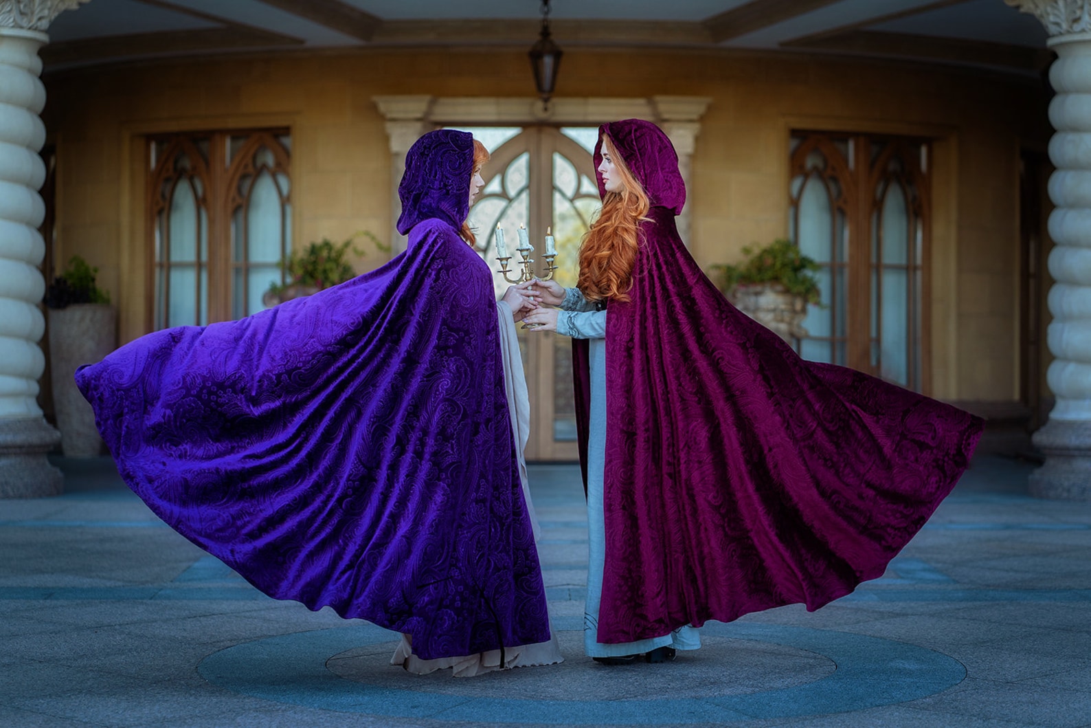Velvet Fantasy Cape, Purple Hooded Cloak, LARP Costume, Halloween ...