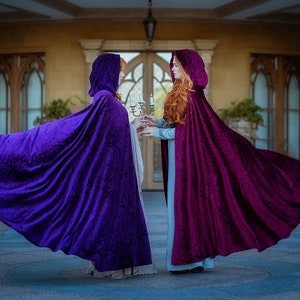 Velvet Fantasy Cape, Purple Hooded Cloak, LARP Costume, Halloween ...