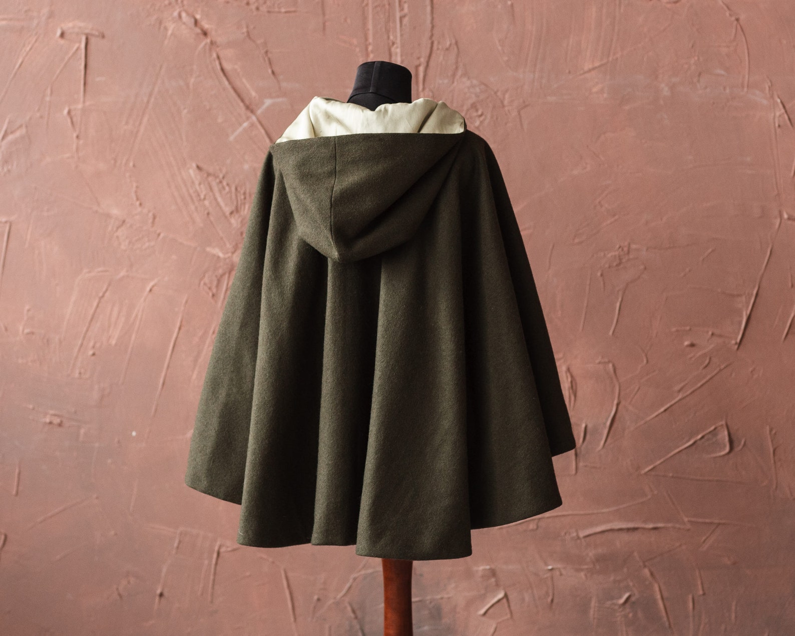 Short Wool Cloak With Hood, Fantasy Medieval Cloak, Hooded Cape, LARP ...