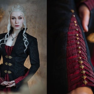 Fairy Dragon Style Costume, Gothic Black and Red Dress Taffeta and ...