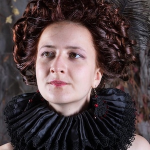 Black Elizabethan Neck Ruff, Historical Tudor Ruffled Collar ...