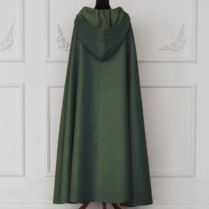 Vegan Wool Cloak With Hood, Medieval Fantasy Hooded Cloak, Dark Green ...