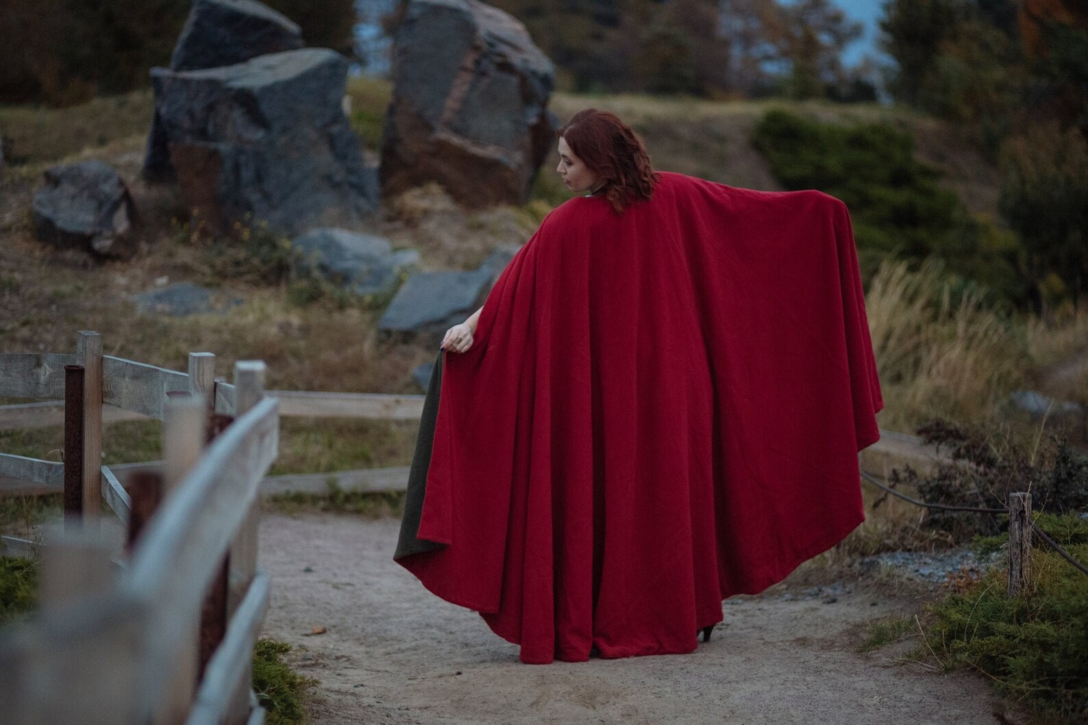 Little Red Hiding Hood Medieval Wool Hooded Cloak Fantasy - Etsy UK